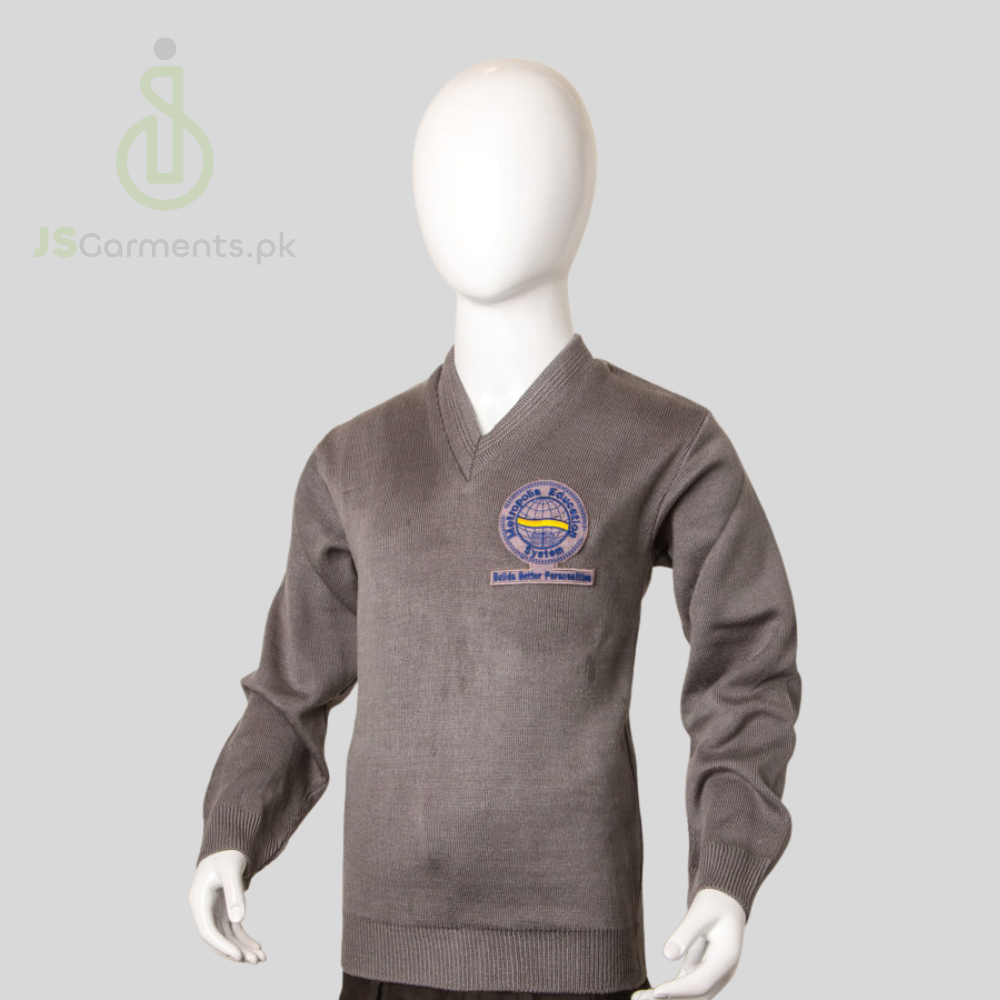 METROPOLIS EDUCATION SYSTEM SCHOOL SWEATER FOR BOYS – GREY - JS Garments